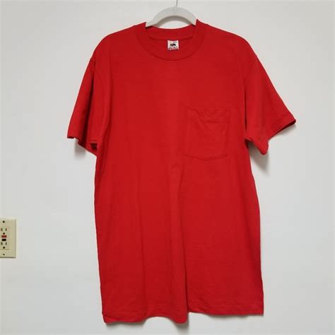 Vintage Shirts Vintage Fotl Red Blank Selvage Pocket Tshirt Large