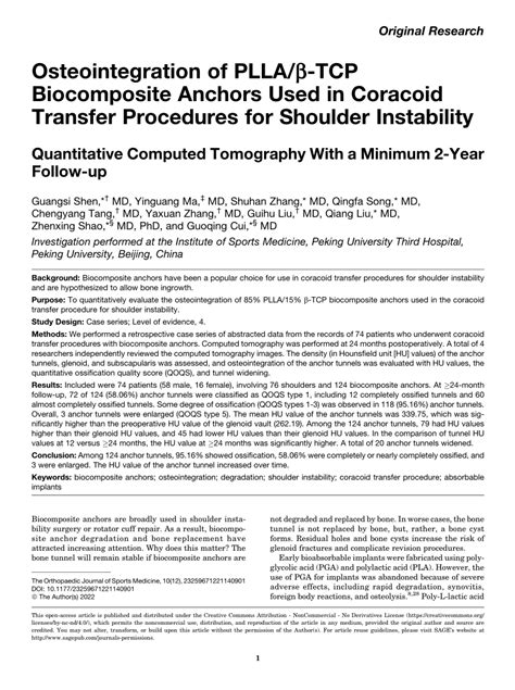 Pdf Osteointegration Of Pllaβ Tcp Biocomposite Anchors Used In