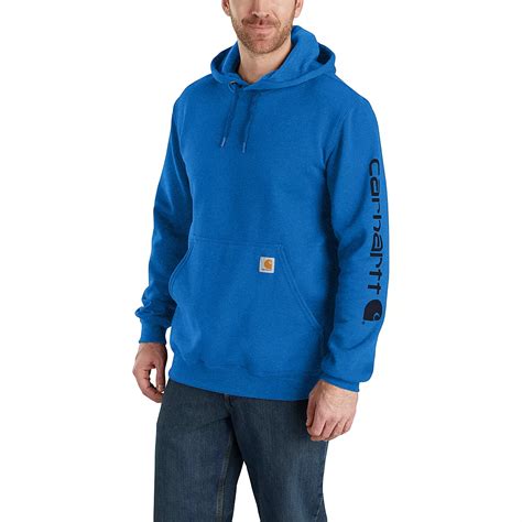 Carhartt Mens Midweight Signature Sleeve Logo Hooded Sweatshirt Academy