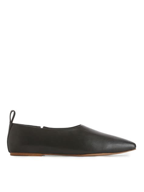 Leather Ballet Flats Black Arket