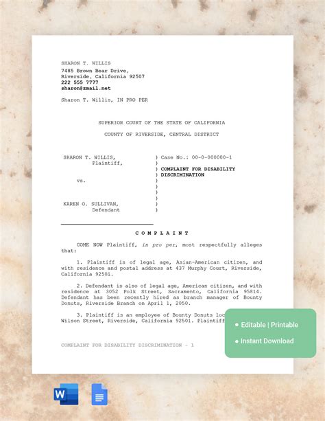 Free Pleading Paper Templates Editable And Printable