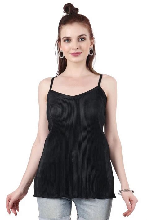 Polyester Women Casual Black V Neck Sleeveless Top At Rs 185piece In