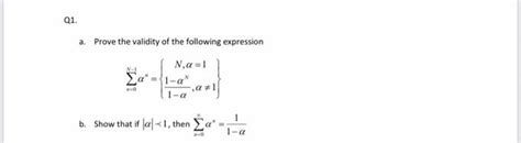Solved A Prove The Validity Of The Following Expression
