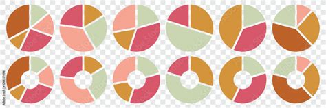 Pie Chart Set Segment Slice Sign Circle Section Graph Colorful Diagram Collection Business