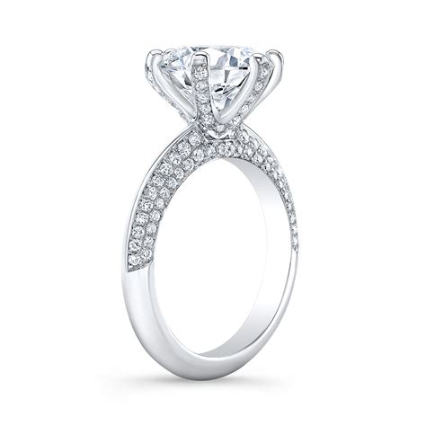 1 5ct Round Cut Natural Diamond Knife Edge Micro Pave 6 Prong