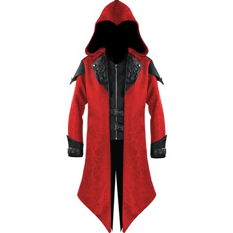 Mens Steampunk Gothic Hooded Leather Tailcoat Jack Grandado