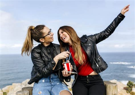 Two Best Friends Having Fun Stock Image Image Of Women Juice 90638843
