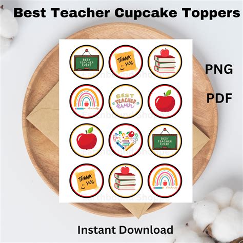 Best Teacher Thank You Printable Cupcake Toppers Digital Printable