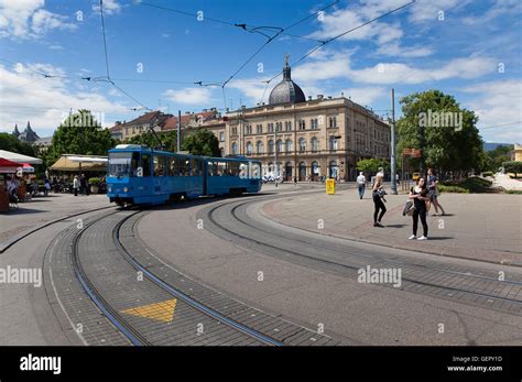 Croatia Zagreb Old Town Trams Outside Glavni Kolodvor Main Train