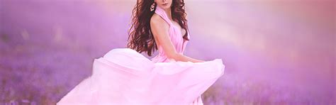 Download Wallpaper Model Makeup Dress Meadow Lavender Section