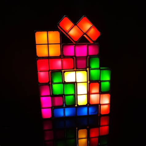 DIY Tetris Puzzle Light Stackable LED Desk Lamp Constructible Block