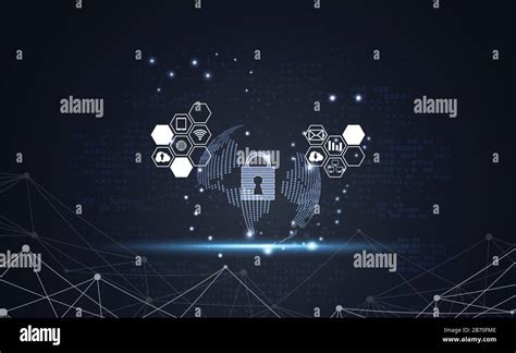 Abstract Technology World Cyber Security Privacy Icon Information Network Concept Padlock