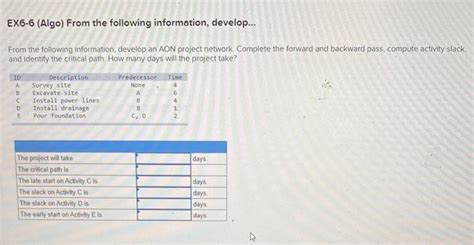 Solved Ex6 6 Algo From The Following Information