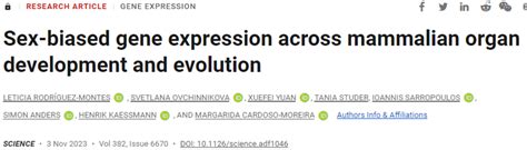 Science：首次破解控制哺乳动物器官的性别特异性发育的基因表达程序 中国实验动物学会