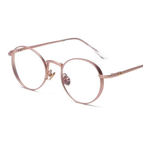 Contain Rose Goldretro Round Eyewear Frame Men Women Optical