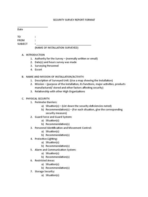Security Survey Report Format Download Free Pdf Securities