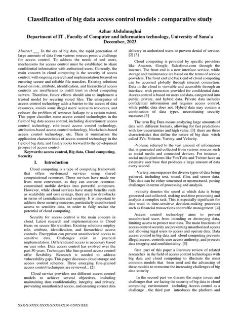 Access Control Technology With Big Data Pdf Cloud Computing Computer Security