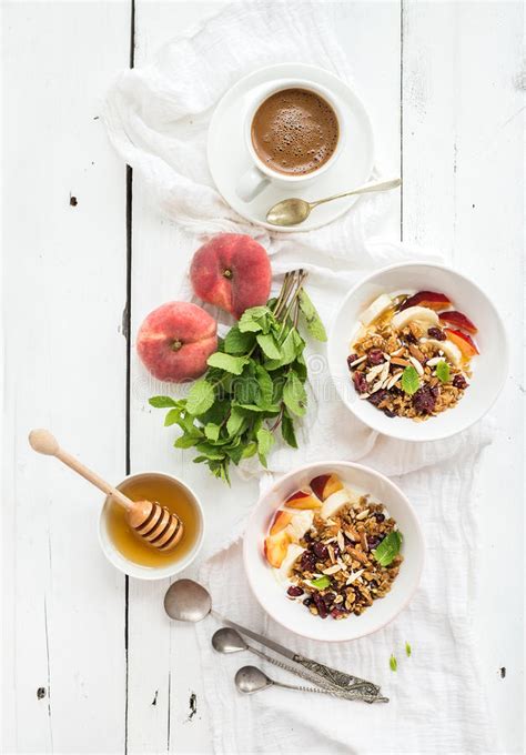 Healthy Breakfast Bowl Of Oat Granola With Yogurt Stock Image Image