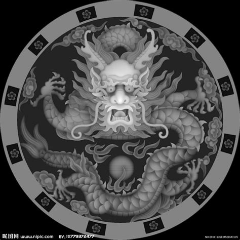 灰度图龙 花瓣网