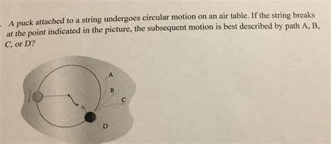 Solved A Puck Attached To A String Undergoes Circular Chegg