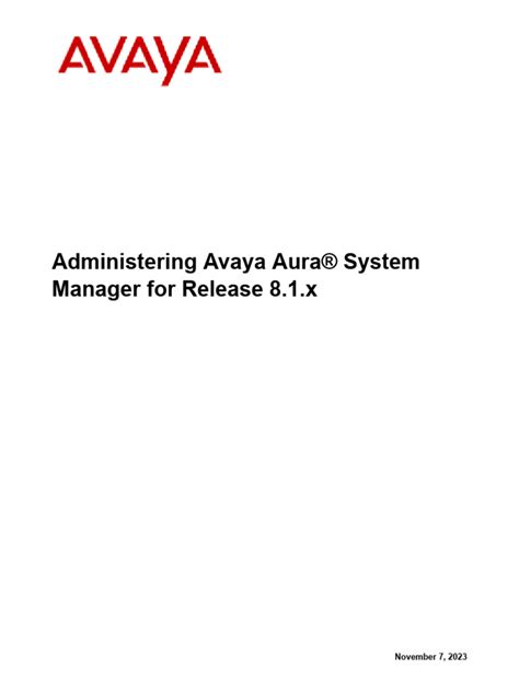 Administering Avaya Aura System Manager For Release 81x 11 7 2023