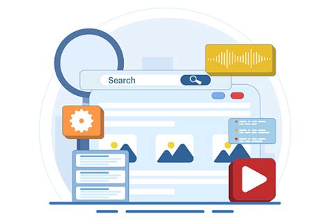 웹 브라우저에 표시되는 검색 엔진 결과의 개념 검색 엔진 최적화 콘텐츠 마케팅 Seo 전략 대상 고객을 웹 사이트로 유도하는 높은 검색 엔진 순위 가상현실에 대한 스톡 벡터