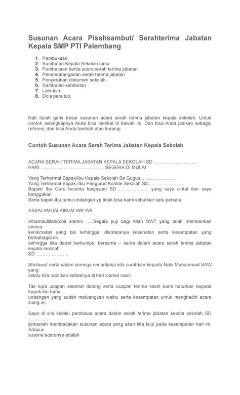 Surat Serah Terima Jabatan Kepala Sekolah