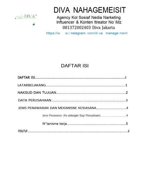 Dokumen Proposal Diva Management Pdf