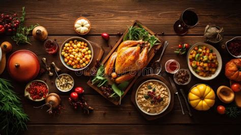 Thanksgiving Dinner Illustration Ai Generative Stock Illustration