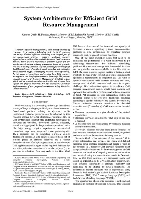 Pdf System Architecture For Efficient Grid Resource Management