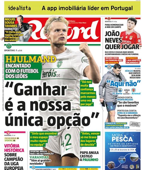 Capa Jornal Record 21 Fevereiro 2024 Capasjornais Pt
