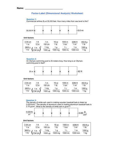 Factor Label Method Worksheet Printable Word Searches