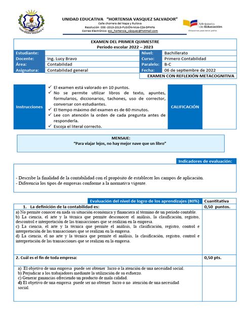 Modelo De Eva Metacog Filos Pdf Contabilidad Business