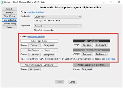 Editor Colors And Syntax Highlighting Quick Clipboard Editor