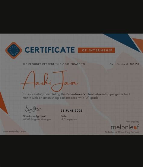 aashi jain on linkedin melonleafconsulting salesforce internship mlvit