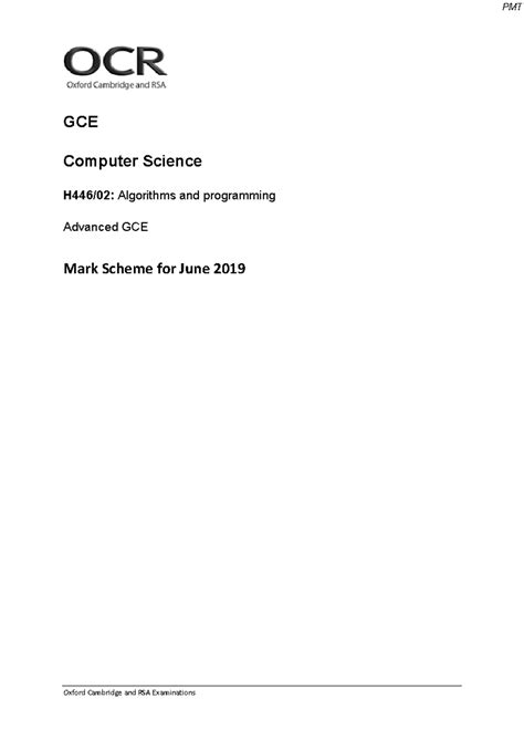 June Ms Paper Ocr Computer Science A Level Oxford Cambridge