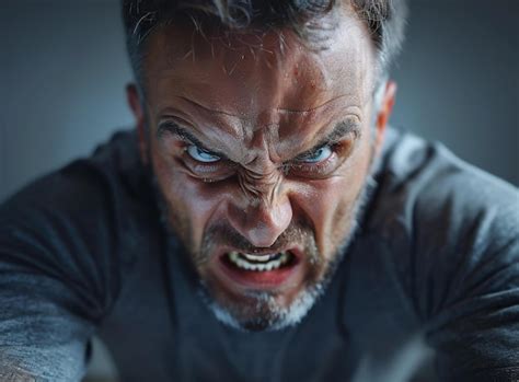 Close Up Portrait Of An Angry Man Premium Ai Generated Image