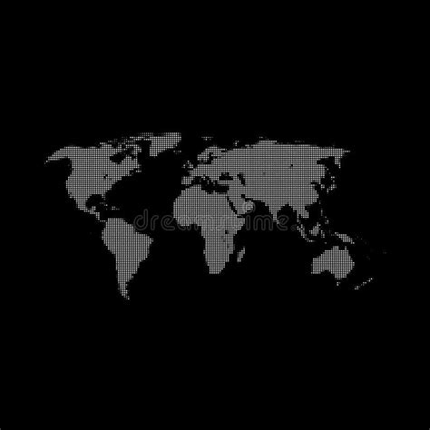 Halftone World Map On Black Background Stock Vector Illustration Of