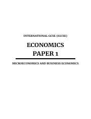 Igcse Economics Revision Notes Microeconomics And Business Course Hero