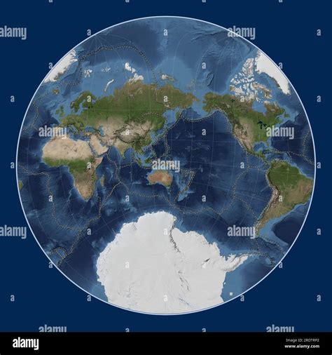 Solomon Sea Tectonic Plate On The Blue Marble Satellite Map In The Lagrange Oblique Projection