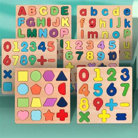 Wooden Educational Learning Boards Abc Board 123 Boards Shapes Learning Small Abc Learning Board