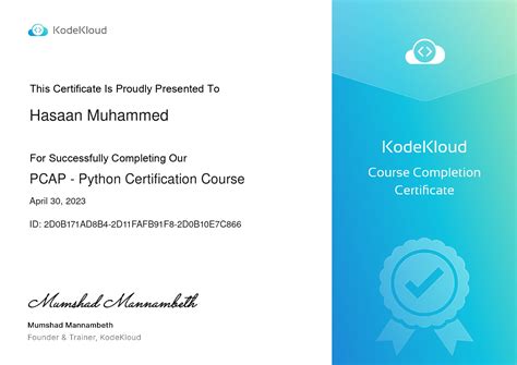 Pcap Python Certification Course Certificate Kodekloud
