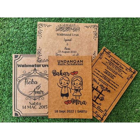 Kad Kahwin Bajet Craft Paper Include Sampul Murah Shopee Malaysia