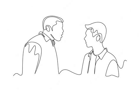 Une Ligne Continue Dessinant Un Père En Colère Grondant Son Fils