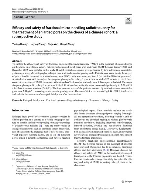 Efficacy And Safety Of Fractional Micro Needling Radiofrequency For The Treatment Of Enlarged
