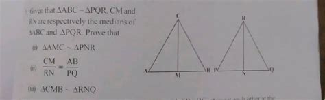 ginen that triangle a b c triangle p q r cmand r tare