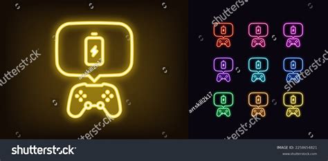 Outline Neon Game Controller Icon Glowing Stock Vector Royalty Free