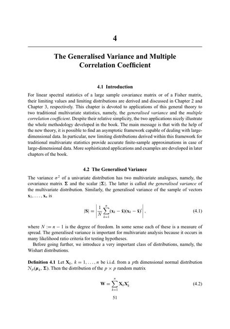 The Generalised Variance And Multiple Correlation Coefficient Chapter 4 Large Sample