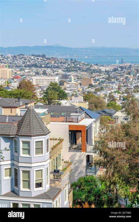High Angle View Of Modern And Traditional Houses At The Neighborhood Of