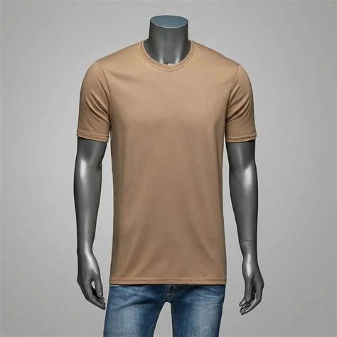 Mens Light Brown Crewneck T Shirt Classic And Stylish Afraz